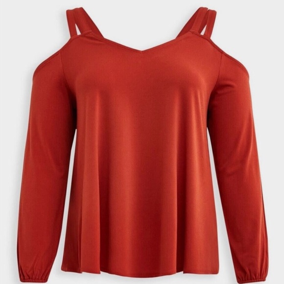 torrid | Tops | Torrid Red Asymmetrical Long Sleeve Blouse | Poshmark